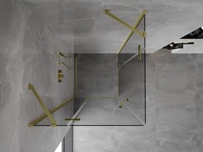 Mexen Mist-H Duo, 2-křídlý ​​výklopný sprchový kout 105 x 105 cm, čiré sklo, zlatý matný profil, 8A5-105L-105P-55-00