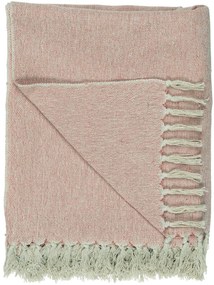 IB LAURSEN Bavlněný pléd Cream Faded Rose 130 × 160 cm, růžová barva, textil