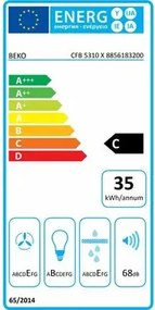 Beko CFB5310X stříbrná / Digestoř / 52-68 dBA / 205m3/h
