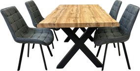 Vikio Jídelní set pro 4 osoby 140x90 cm dub, šedá samet VJS114-41S-S