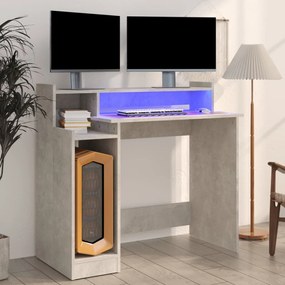 Psací stůl s LED betonově šedý 97 x 45 x 90 cm kompozitní dřevo - Default Title