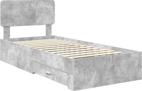 Rám postele s čelo Betonově šedá 90 x 200 cm Kompozitní dřevo 3412421
