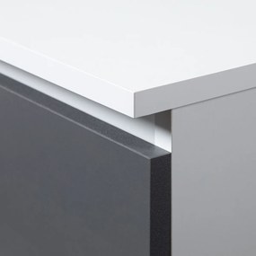 Rohový psací stůl B16 124 cm pravý bílý/grafitový