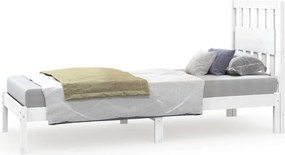 Rám postele bílý masivní borovice 75 x 190 cm malé jednolůžko 3103894