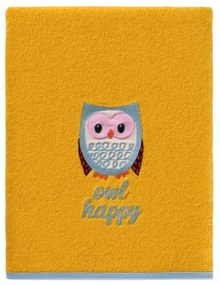 Dětský osuška Owl, z Bio bavlny, oranžový, 70x130 cm