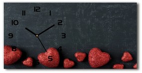 Wallmuralia Skleněné hodiny na stěnu Srdce na tabuli 60x30 cm