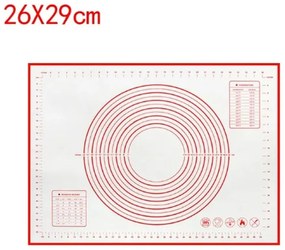 Silikonová kuchyňská podložka s měřítkem - nepřilnavá (v 8 velikostech) Barva: Červená, Velikost: 29x26 cm
