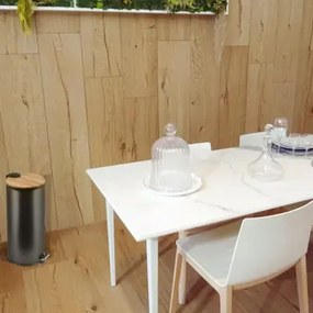 Spirella ADONIS pedálový odpadkový koš 30 L matná černá / ocel / bambu