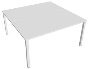Dvojstůl pracovní rovný 160×160 cm - Hobis Uni USD 1600 Dekor stolové desky: bílá, Barva nohou: bílá