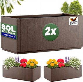 Květináč Ethica sada 2 ks hnědý plast 80x36x36cm