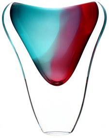 Skleněná váza hutní 05, růžová a tyrkysová, 20 cm | České hutní sklo od Artcristal Bohemia