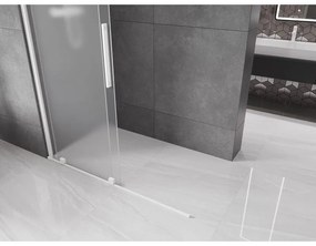 Mexen Velar, sprchová zástěna s posuvnými dveřmi Walk-in 140 x 200 cm, 8mm sklo námraza, bílá matná, 871-140-000-33-20