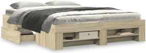 Rám postele bez matrace dub sonoma 150x200 cm kompozitní dřevo 3295466