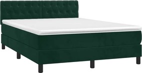 Box spring postel s matrací tmavě zelená 140x200 cm samet 3141488