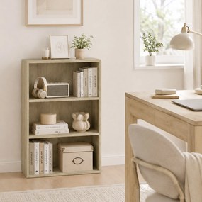 HOMCOM regál s 3 přihrádkami a nastavitelnou polici, 60 x 24 x 93 cm, přírodní dřevo