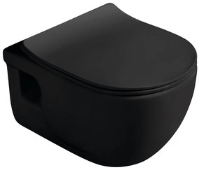 Sapho Sapho, BRILLA závěsná WC mísa, Rimless, 36,5x53cm, černá matná, 100614-110
