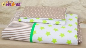 BABY NELLYS mantinel s povlečením 90x120 cm STARS BE LOVE zelená