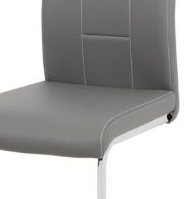 Jídelní židle DCL-411 GREY koženka šedá, chrom