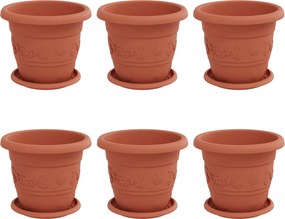 Květináče 6 ks Cihlově červená Ø 22 x 18 cm Plast 3403270
