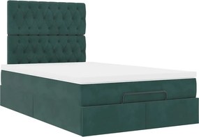 Osmanský rám postele s matracemi tmavě zelené 120x190 cm samet 3313532