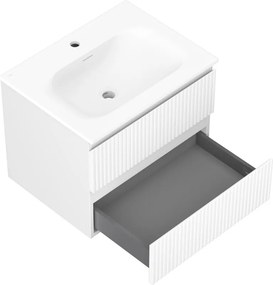 Mexen Rivel koupelnová skříňka 60 cm s umyvadlem Vela, 2 zásuvky, drážkovaná, bílá matná - 91A20-06047-2-BFF01-W23M01