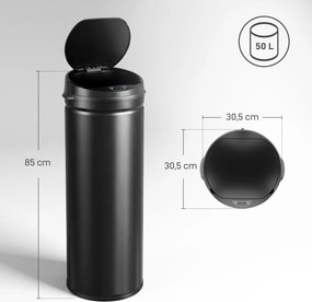 HOMCOM 50litrový senzorový odpadkový koš s funkcí Soft-Close, bezdotykový odpadkový koš z nerezové oceli pro hygienické kuchyně