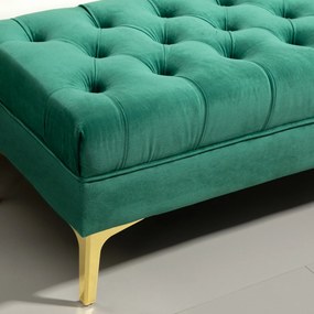 HOMCOM Klasická Chic Léčba Podnožka S Hlavou s Koupelí se Zlatý Skleněné Nohy - Zelený Velvet - 118D x 45Š x 42V cm