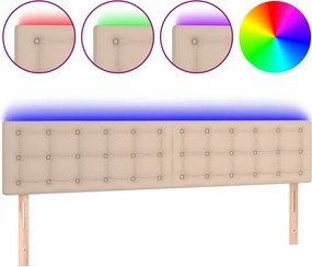 Čelo postele s LED cappuccino 160x5x78/88 cm umělá kůže 3121713