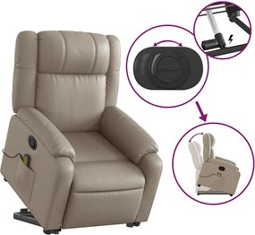 Zvedací masážní polohovací křeslo cappuccino umělá kůže 3205163