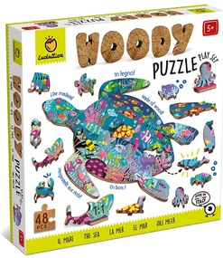 Dřevěné puzzle ludattica woody moře, dřevěné puzzle, 48 dílků
