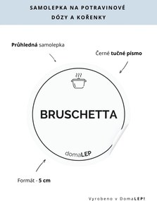 Samolepka na kořenky BRUSCHETTA průhledná 5 cm tučné písmo