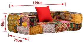 vidaXL Marketos 2místný modulární pouf patchwork textil