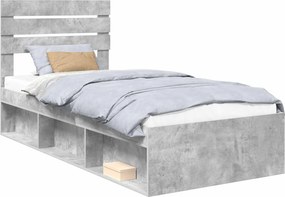 Rám postele s čelo Beton 90 x 200 cm Masivní borové dřevo 3411458
