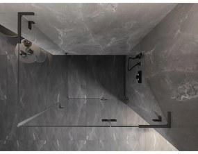 Mexen Lunar, L pravý výklopný sprchový kout 75 x 70 cm, 8mm čiré sklo, grafitový profil, 834L-075-070-95-00-P