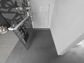 Mexen Kioto+, sprchová zástěna Walk-In s poličkou a věšákem 120 x 200 cm, 8mm čiré sklo bílý vzor, ​​bílý profil, 800-120-121-20-85