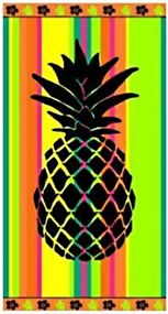 Velká oboustranná plážová osuška Ananas – 100% bavlna s vysokou gramáží 420 g/m² – nadstandardní rozměr 90×165 cm