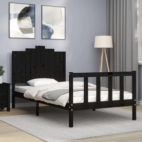 Rám postele s čelem černý 100 x 200 cm masivní dřevo