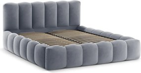 Šedá čalouněná dvoulůžková postel s úložným prostorem s roštem 200x200 cm Lupine – Micadoni