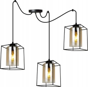 Závěsné Stropní Svítidlo Lustr Pavouk Trojitá Elegantní Skleněná Lampa