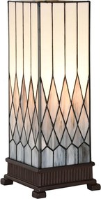 Bílo-šedá stolní lampa Tiffany Paulette - 17*17*43 cm E27/ 1*40W