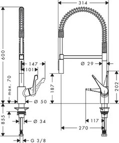 Hansgrohe - Dřezová baterie XXL, Semi-Pro s flexibilním ramenem, EcoSm