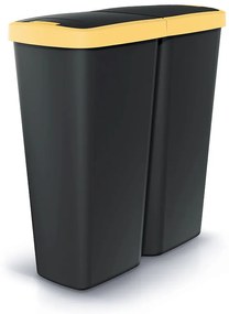 PRO Odpadkový koš COMPACTA Q DUO černý se žlutým víkem, objem 50l