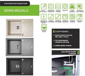 LAVEO Megalo - kuchynský drez 790x490x230 mm, Čierna, SBE_711T