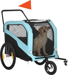 PawHut 2-in-1 Vozík pro psy, Kola pro psy, Psí vozík s reflexními prvky, Psí buggy do 30 kg, Psí přepravník pro velké psy, Oxfordská tkanina, Modrá |