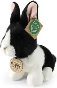 RAPPA Plyšový králík bílo-černý sedící 16 cm / ECO-FRIENDLY / od 0 měs