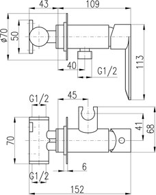 Slezák Rav Nil bidetová baterie podomítková se sprškou zlatá NL143/1ZK