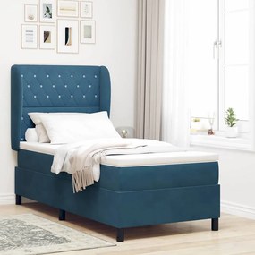 Postel s boxspringem s čelo Tmavě modrá 200 x 100 cm samet 3340866