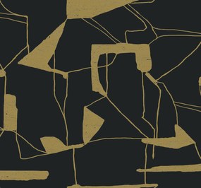 Černo-zlatá geometrická vliesová tapeta na zeď, MD7115, Modern Metals, York