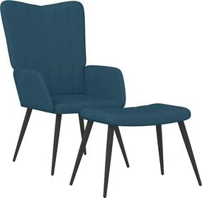 Relaxační křeslo se stoličkou modré samet 327698