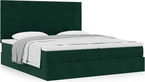 Osmanský rám postele s matrací tmavě zelená 200x200cm samet 3313781